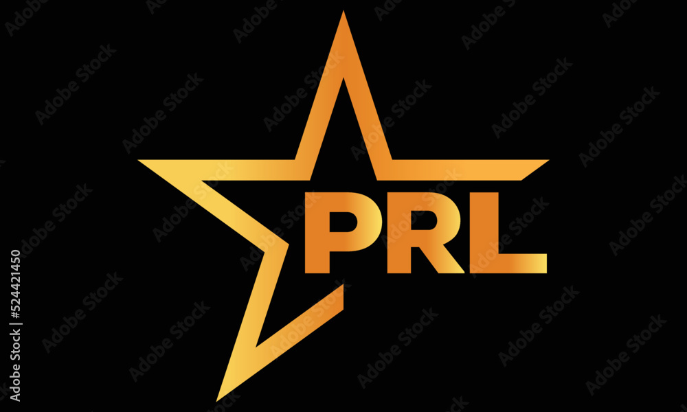 PRL golden luxury star icon three letter logo design vector template ...
