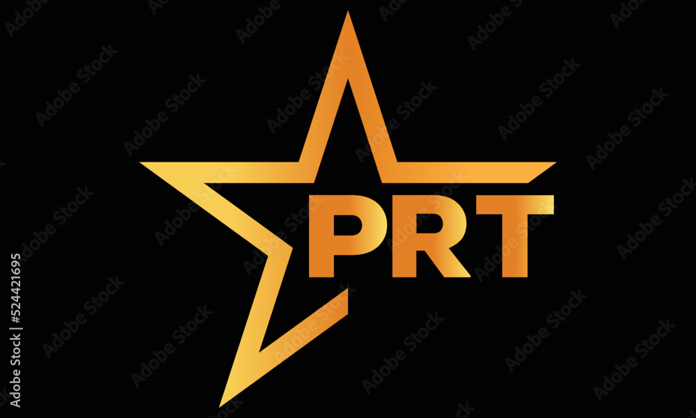 Vetor do Stock: PRT golden luxury star icon three letter logo design ...