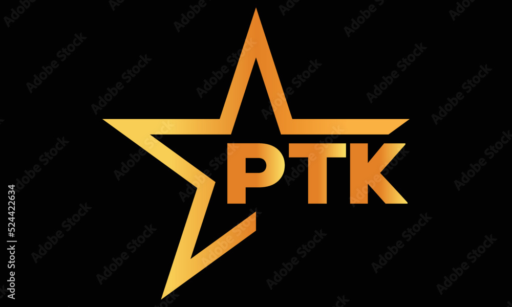 PTK golden luxury star icon three letter logo design vector template ...