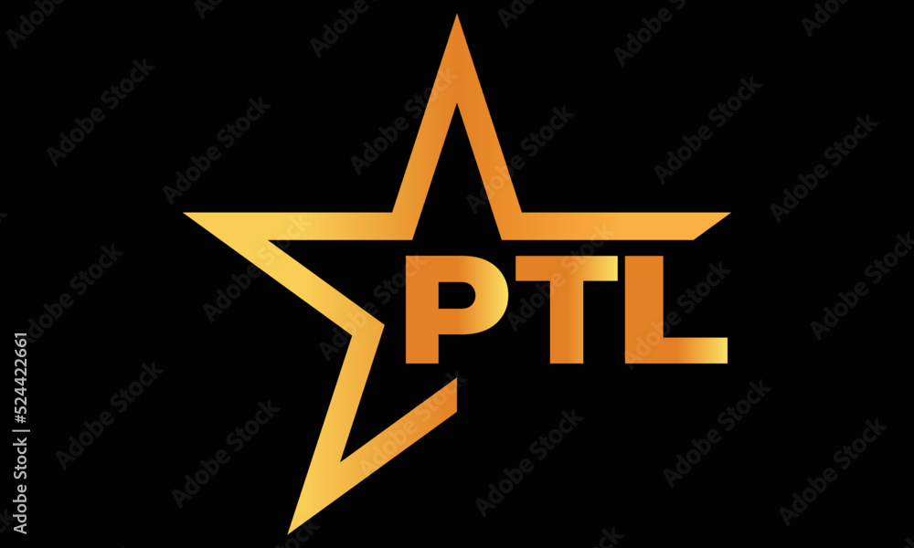 PTL golden luxury star icon three letter logo design vector template ...