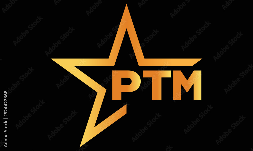 Vecteur Stock PTM golden luxury star icon three letter logo design ...