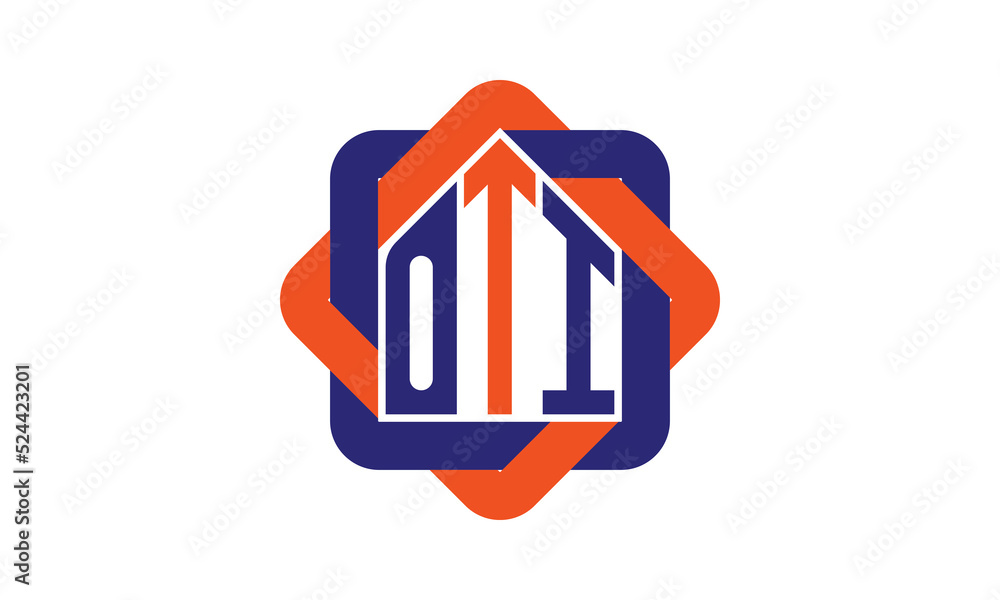 OTI three letter real estate logo with home icon logo design vector ...
