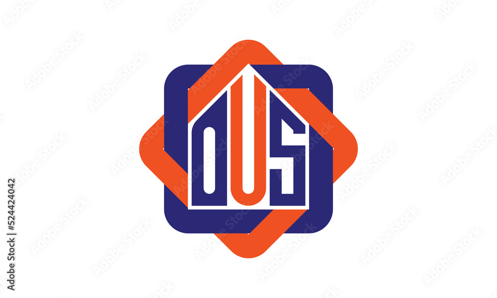 OUS three letter real estate logo with home icon logo design vector ...