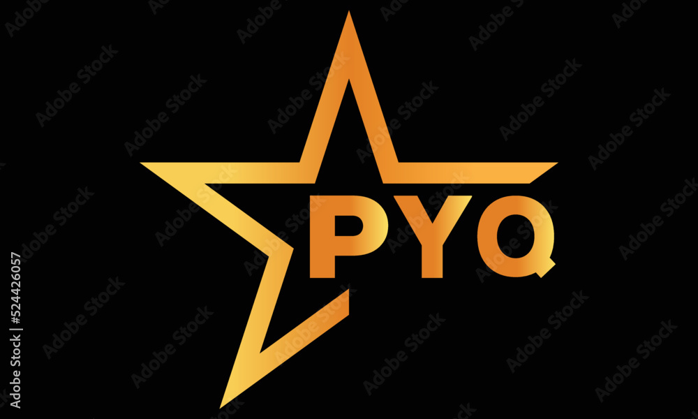 PYQ golden luxury star icon three letter logo design vector template ...