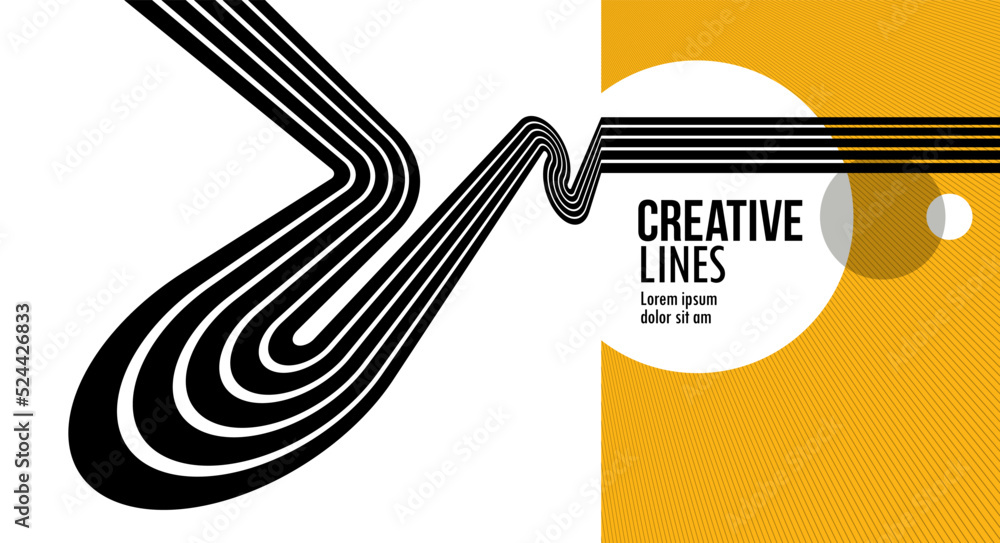 Future lines in 3D perspective vector abstract background, black and ...