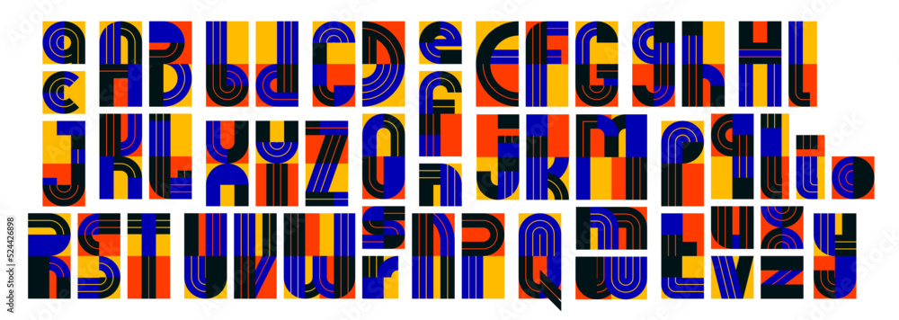 Abstract geometric modern font vector typeset, logo creation alphabet ...