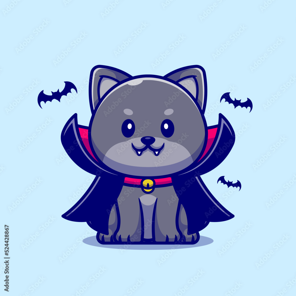 Cute Vampire Cat Cartoon Vector Icon Illustration. Animal Holiday Icon ...