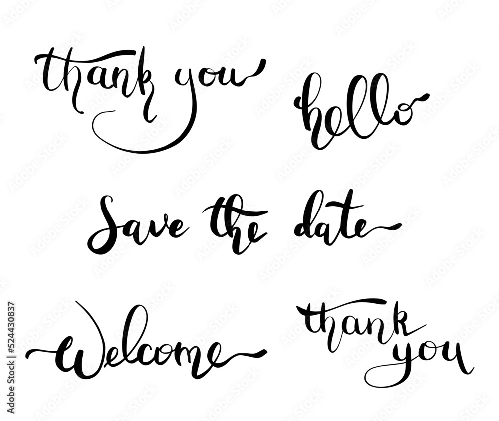 set of cursive hand written lettering Stock Vector | Adobe Stock