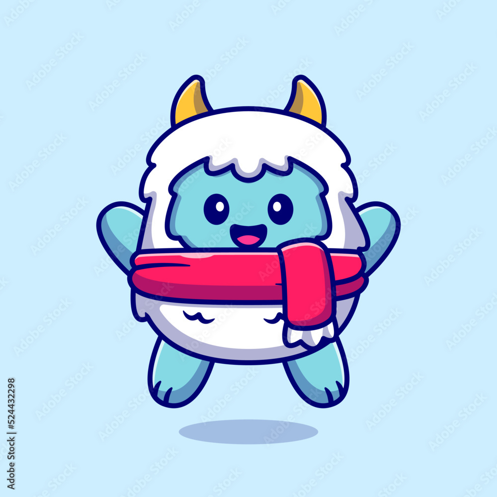 Cute Yeti Kid Cartoon Vector Icon Illustration. Animal Nature Icon ...