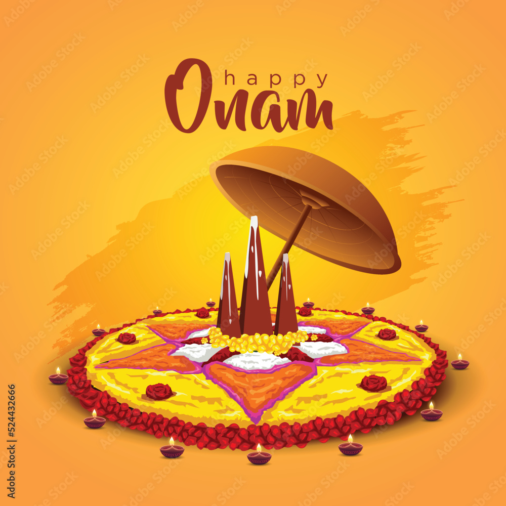 Kerala festival happy onam with Rangoli, use for poster, leaflet ...