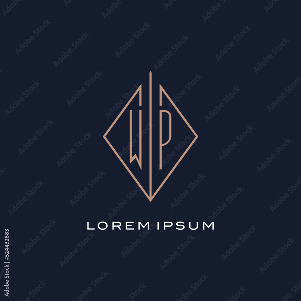 Monogram WP logo with diamond rhombus style, Luxury modern logo design ...