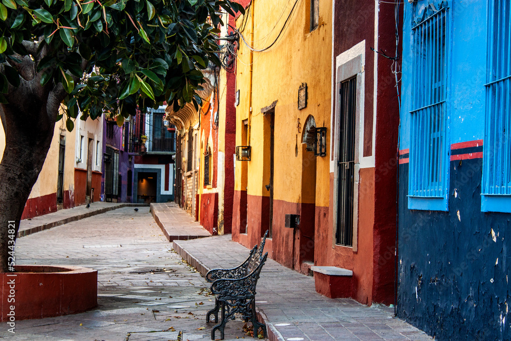 Exterior view of colorful historical old town buildings in the downtown ...