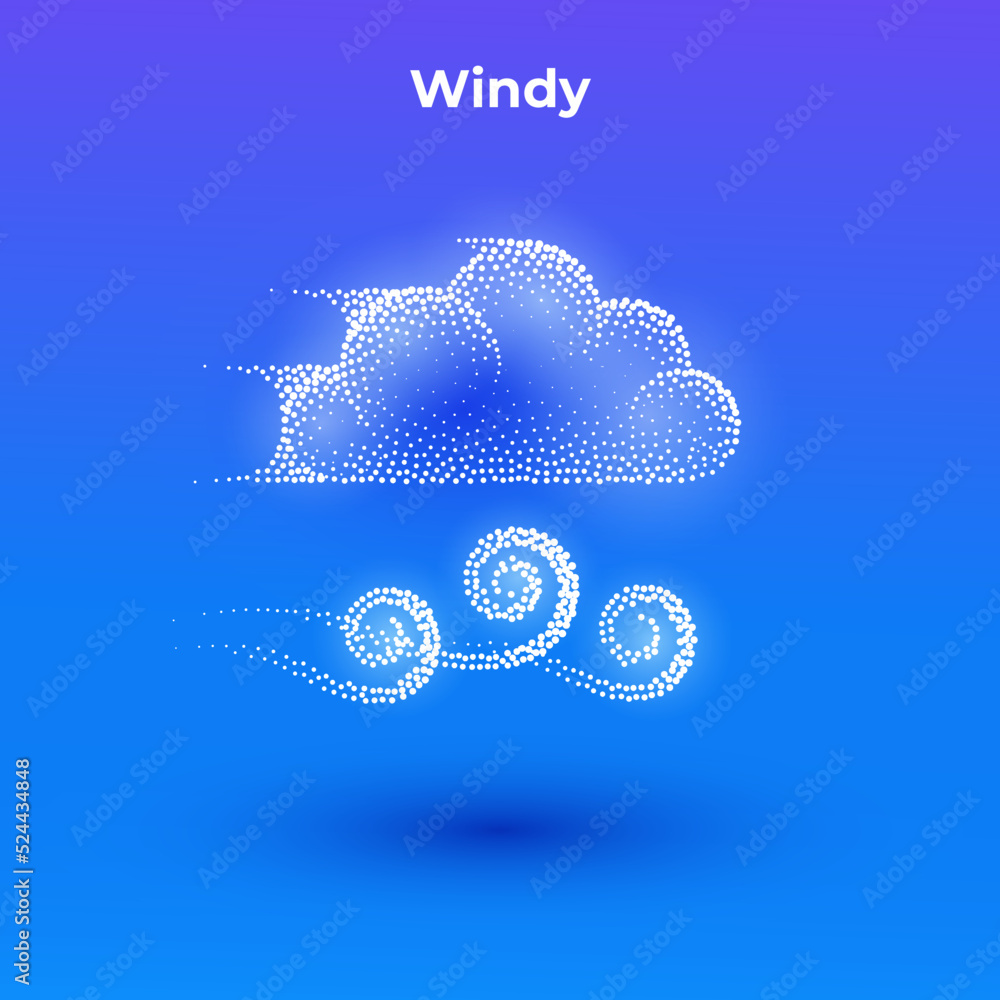 Windy 3d icon with transparent effect. Halftone weather simple icon ...