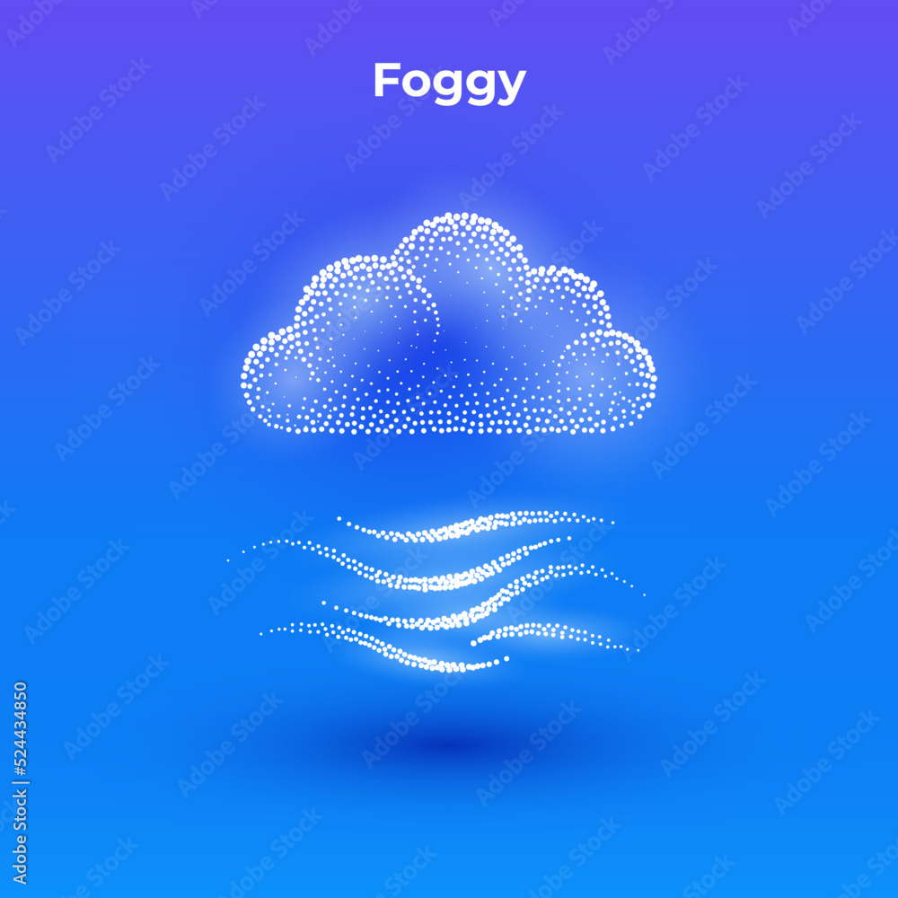 Vecteur Stock Foggy 3d icon with transparent effect. Halftone weather ...