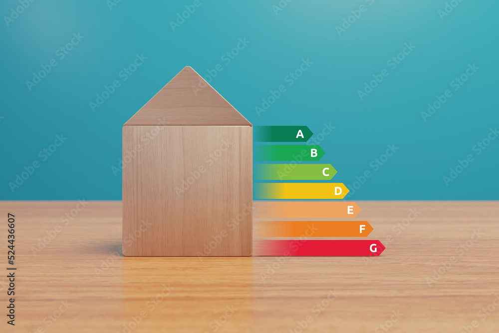 EPC House energy performance certificate - Little cute house made of ...