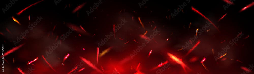 Red fire sparks overlay effect, burning campfire flame with ember ...