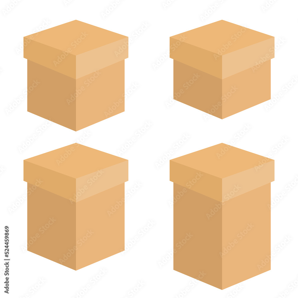 Realistic set of cardboard boxes. cardboard boxes template. Isolated on ...