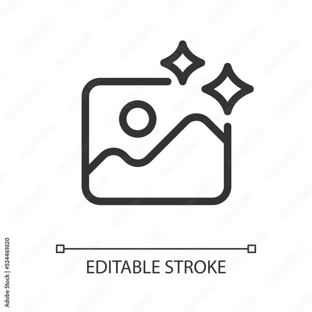 Photo editing pixel perfect linear ui icon. Retouch of image. Visual ...