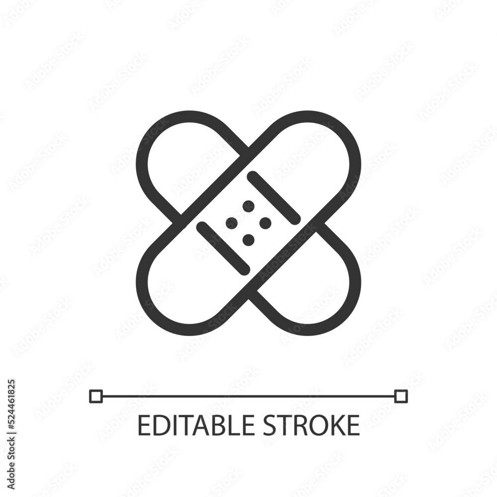 Healing patch pixel perfect linear ui icon. Fix imperfections. Photo ... Healing patch pixel perfect linear ui icon. Fix imperfections. Photo ...