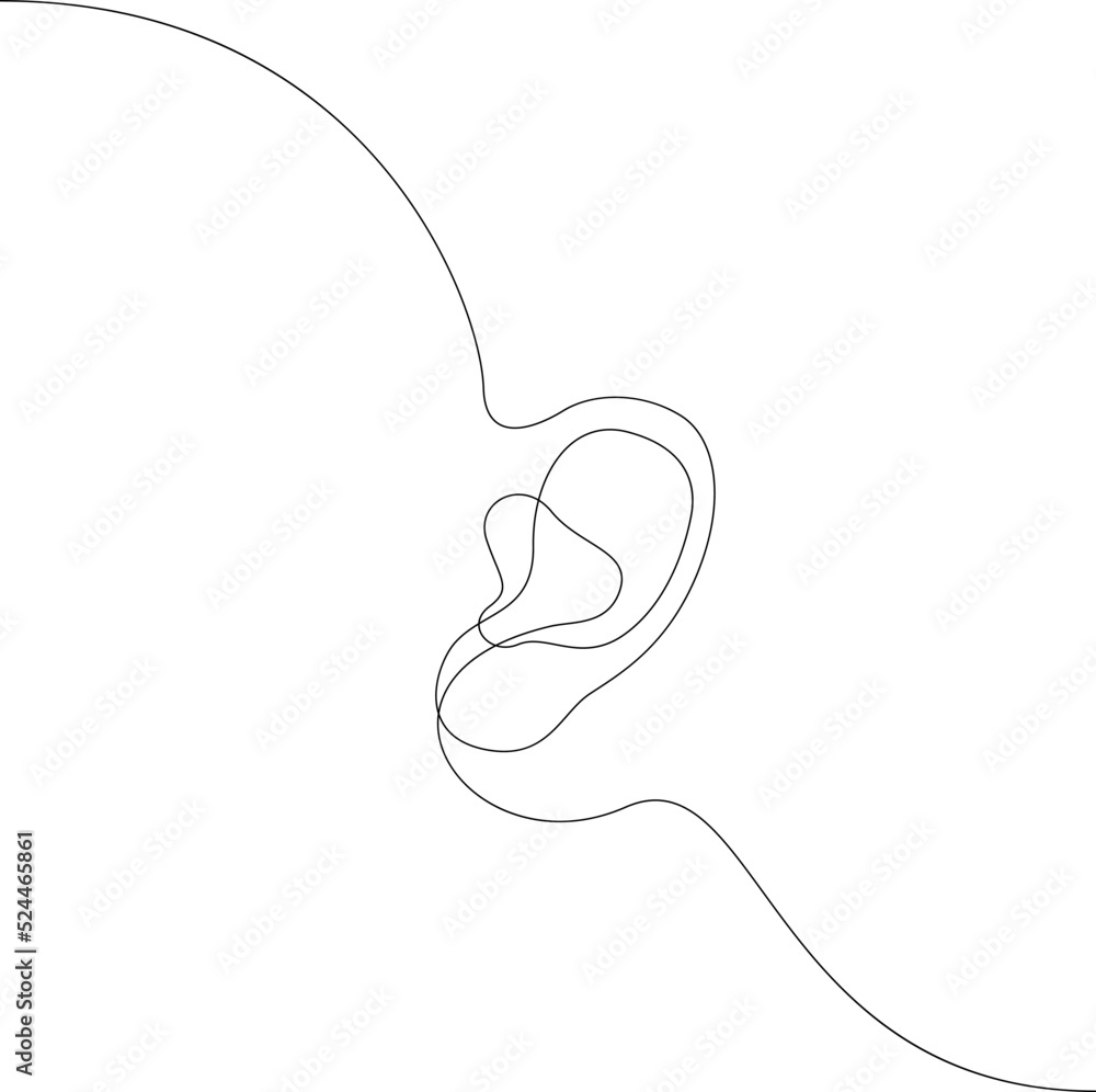 Human ear continuous line drawing. World deaf day simple one single ...