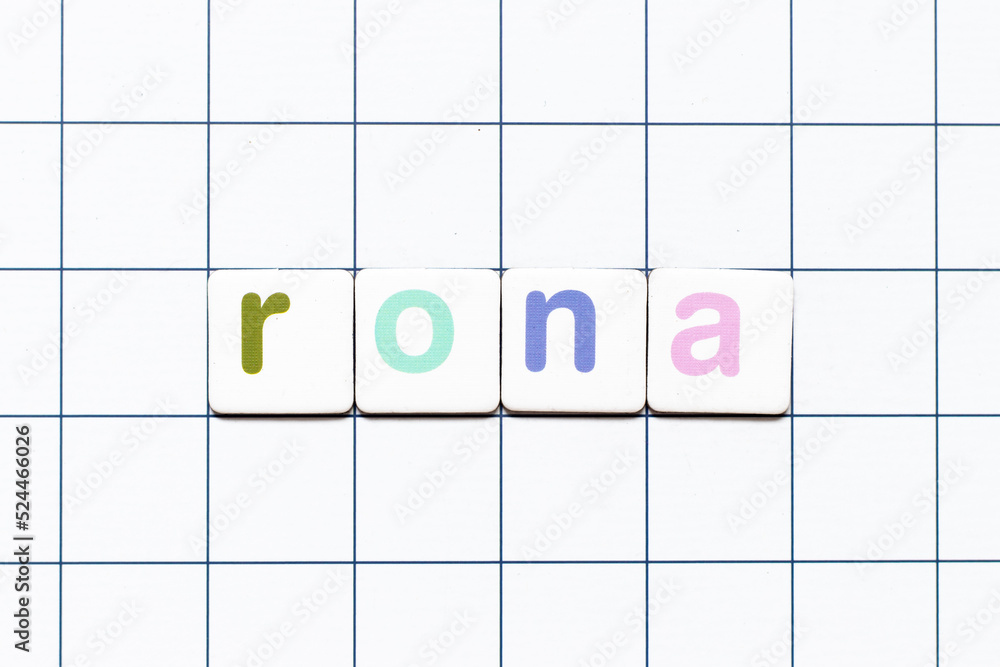 Colorful tile letter in word RONA (Abbreviation of Return on net assets ...