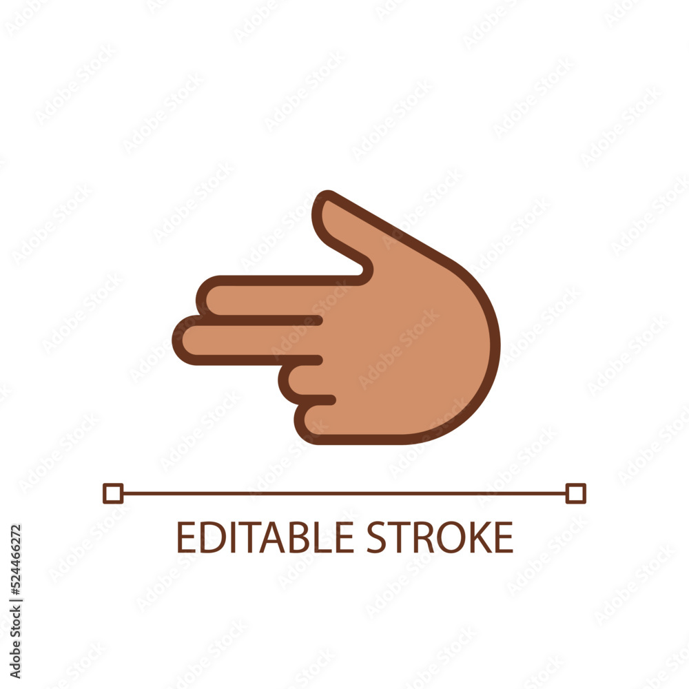 Finger gun pixel perfect RGB color icon. Children imagination. Hand ...