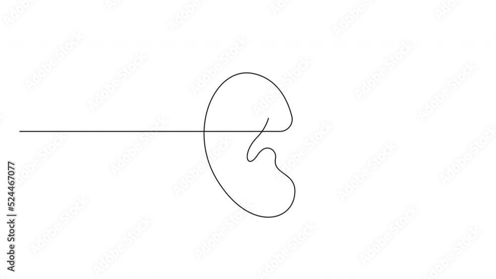 Ear self drawing animation with single continuous line. Concept of ...