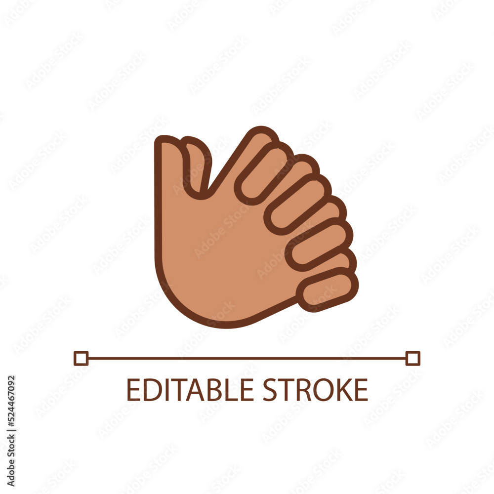 Clasped hands pixel perfect RGB color icon. Crossed fingers. Body ... Clasped hands pixel perfect RGB color icon. Crossed fingers. Body ...