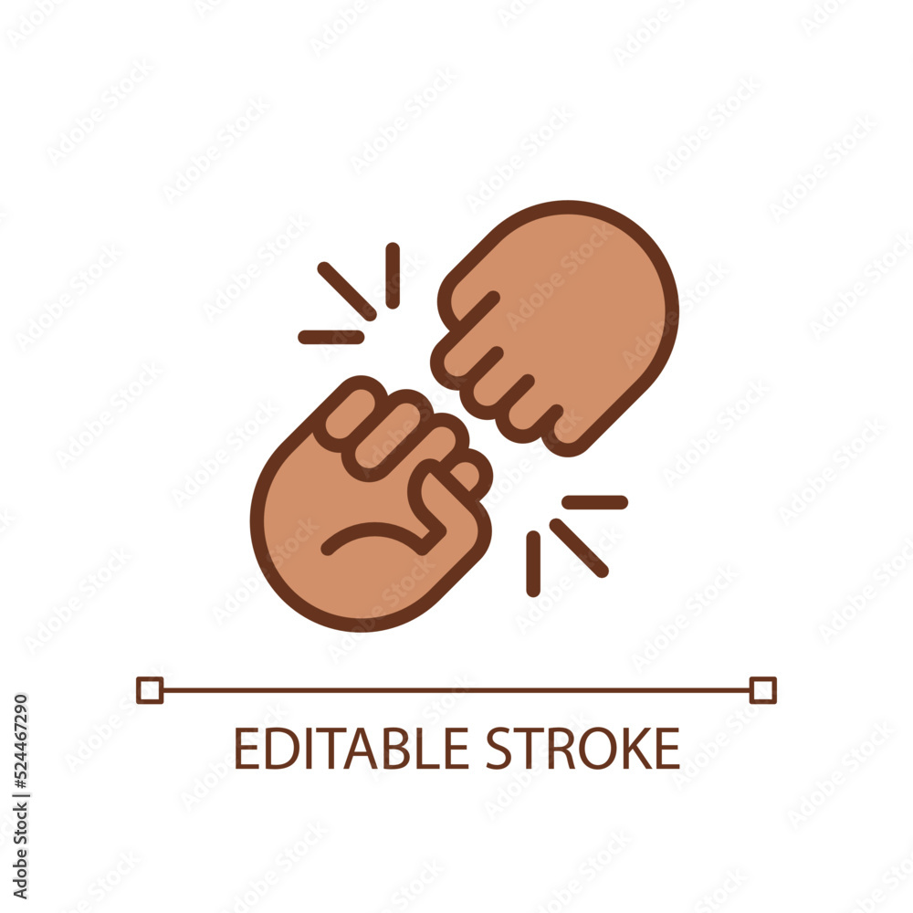 Fist bump pixel perfect RGB color icon. Funny greeting gesture ...