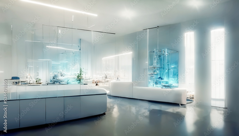 Sci-fi scene of chemical laboratory background, 3D Illustration Image ...