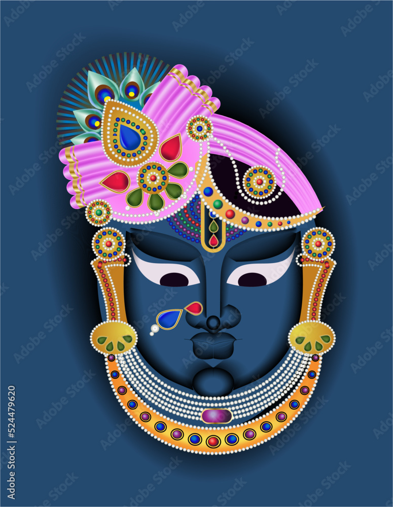 Shrinathji or Lord Krishna as Pichwai folk painting Stock Vector ...