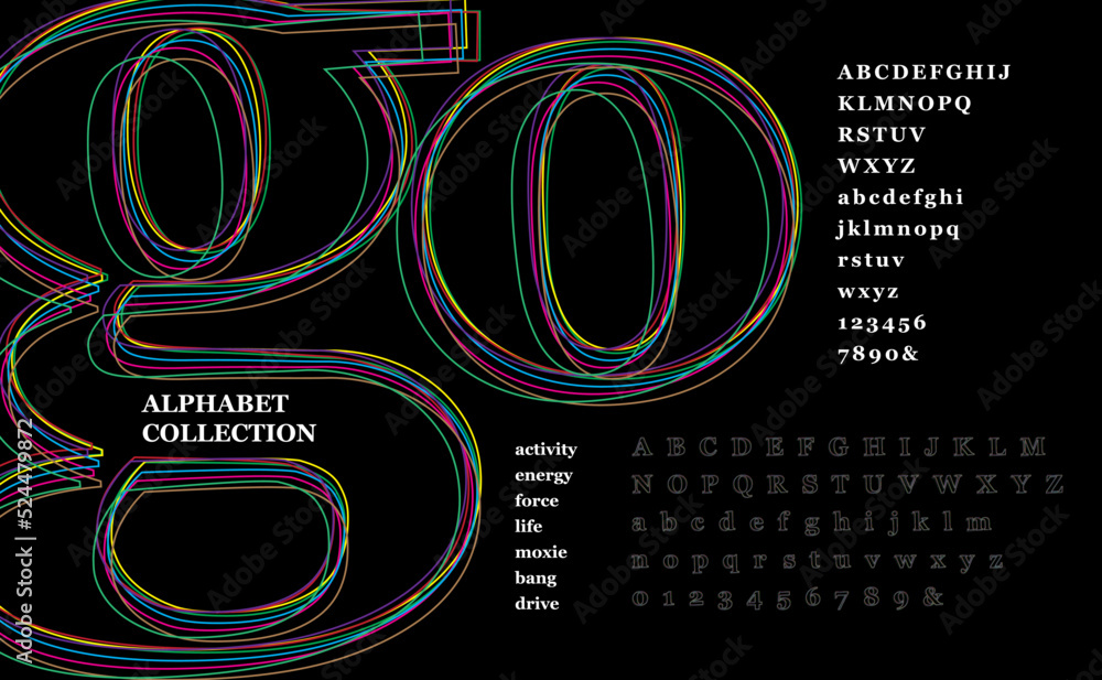 Vector of stylized modern font and alphabet. Abstract typography poster ...