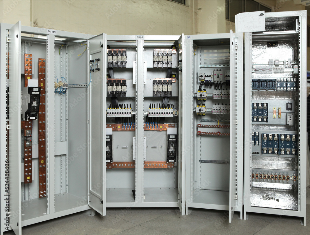 Electrician engineer work tester measuring voltage and current of power ...