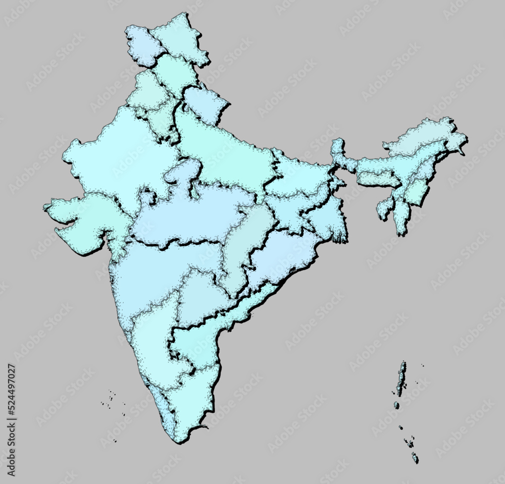 Map of India with states isolated Stock Vector | Adobe Stock
