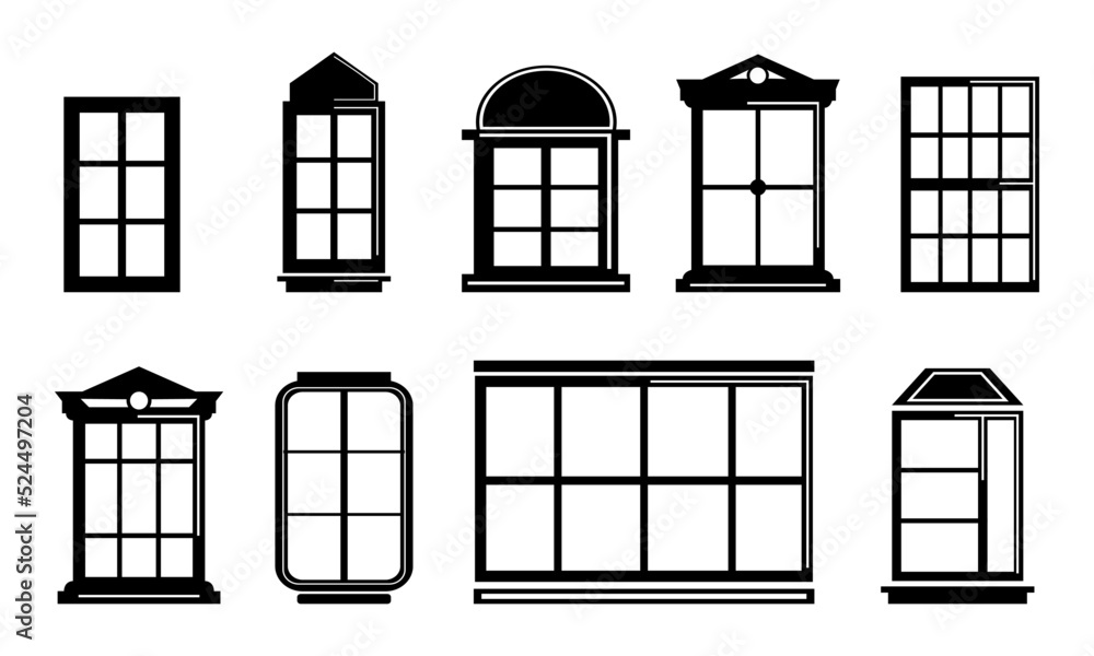 stock vector window icon set symbol in outline flat style. windows ...