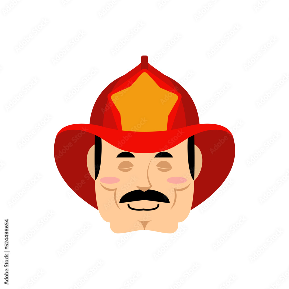 Firefighter sleeping emoji face avatar. Fireman asleep emotions Stock ...