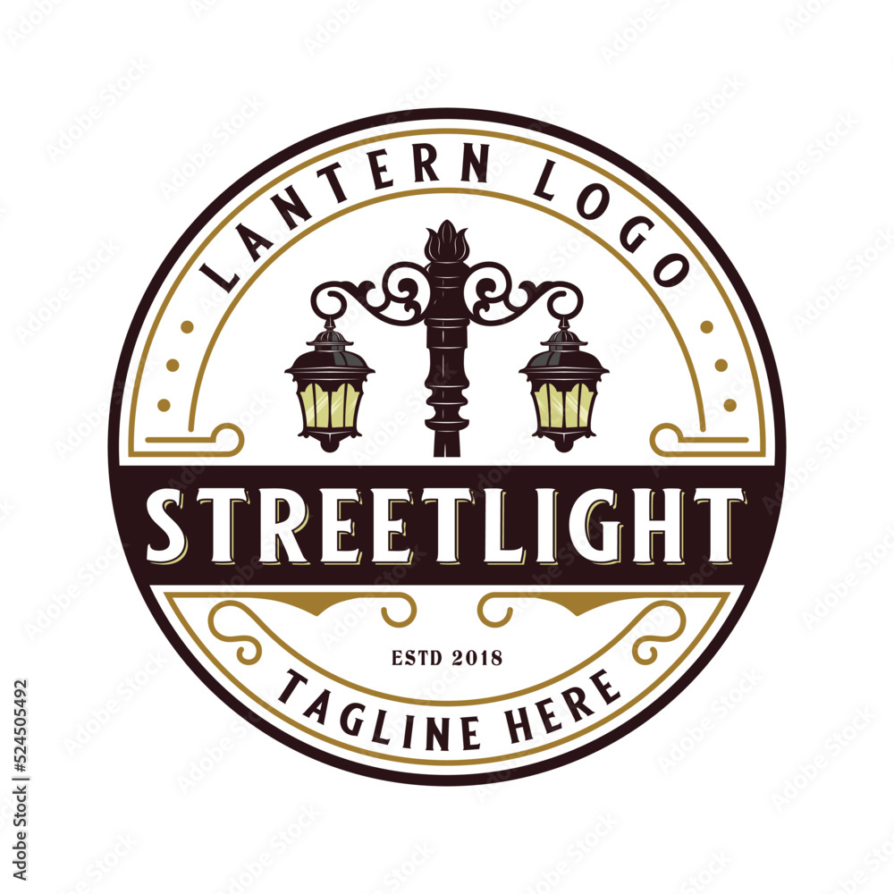traditional street light vector logo. with the concept of poles and ...