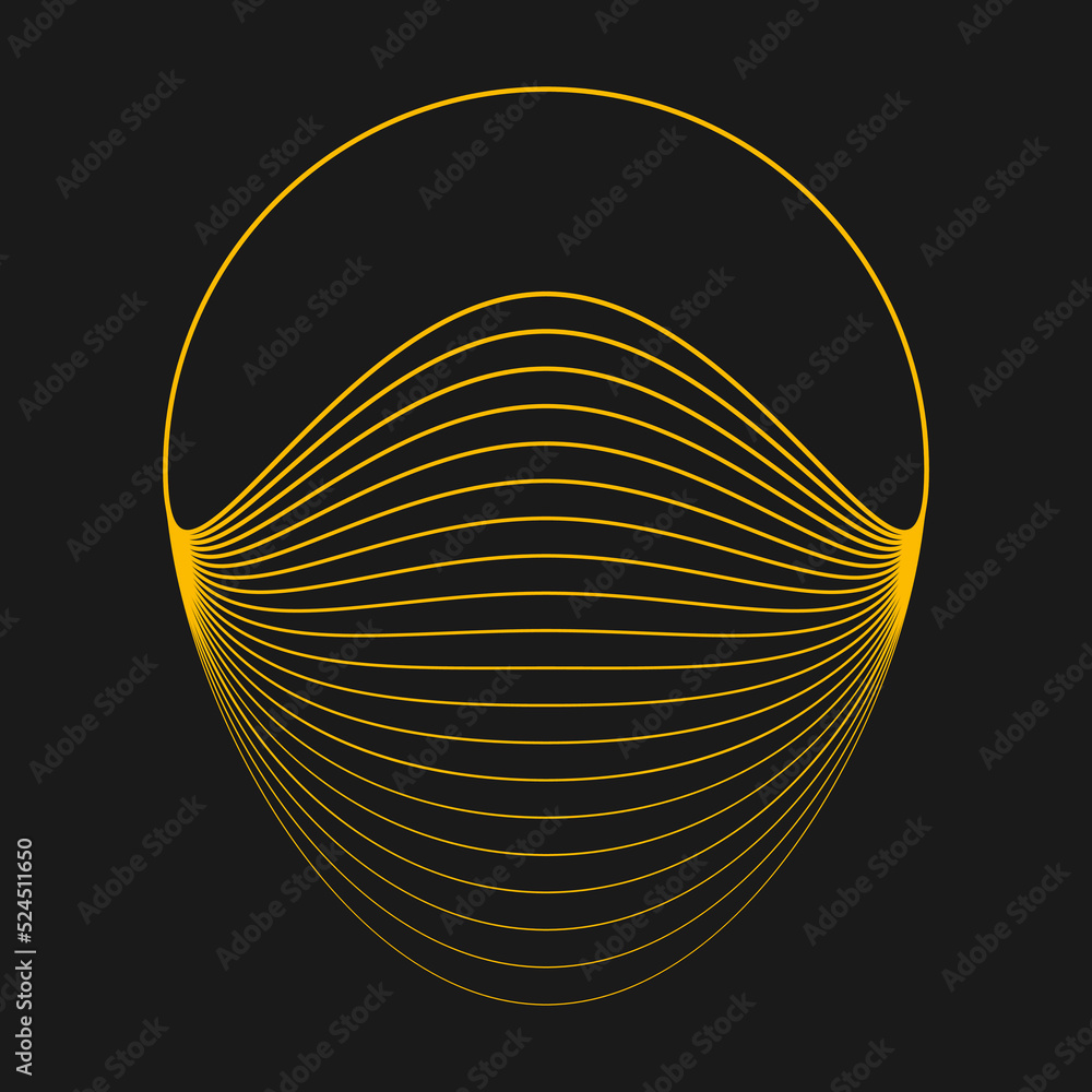 Abstract deformed yellow lines in oval form. Vector illustration ...