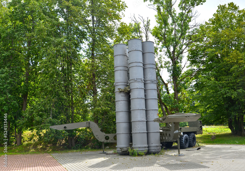 Poster S-300 anti-aircraft missile system. Launcher in vertical ...