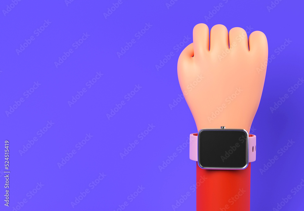 3D Render of a Human Hand Wearing Smart Wrist Watch for Apps Screen ...