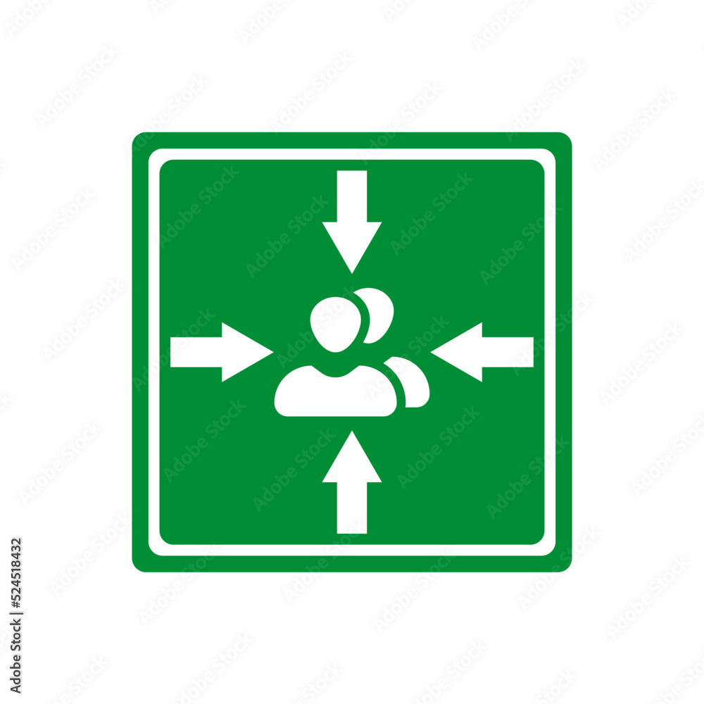 assembly point sign, emergency gathering point of a building icon ...