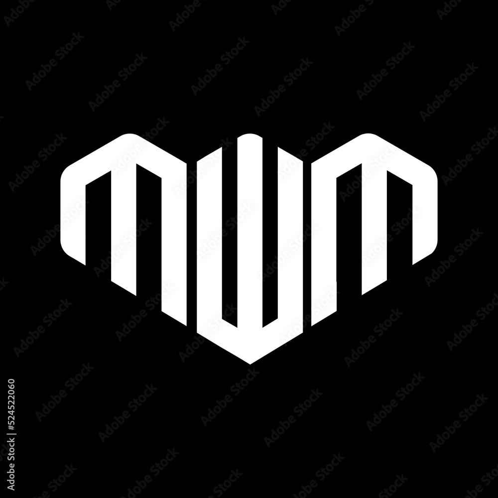 MWM monogram letter logo on black background.MWM letter initial ...