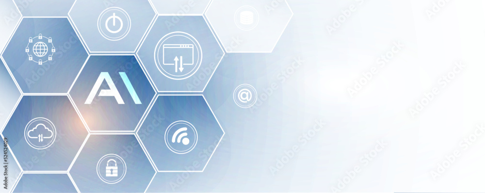Artificial intelligence. Technology web background. Virtual concept ...