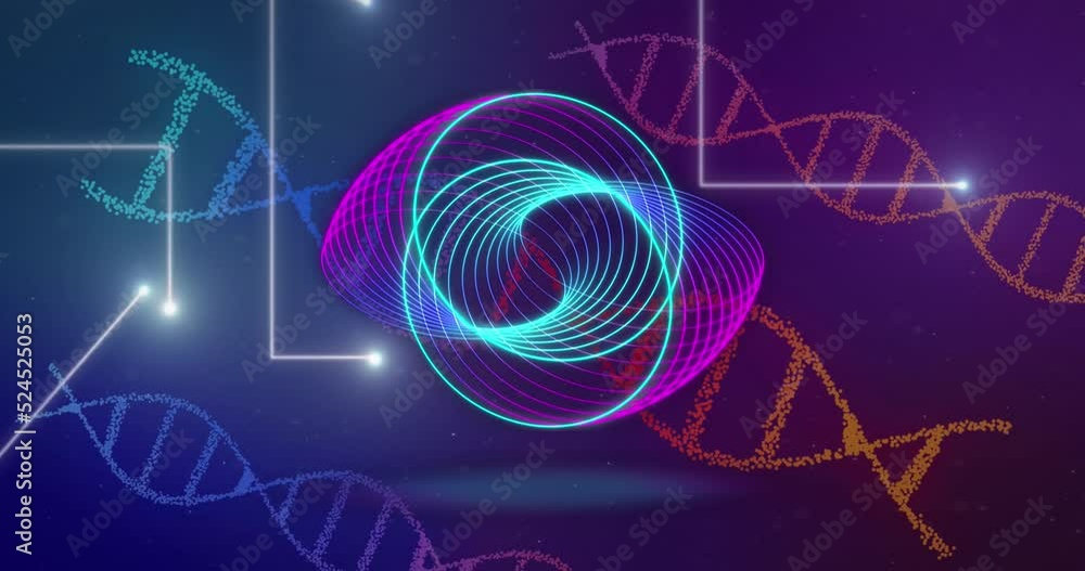 Animation of circles over dna strands Stock Video | Adobe Stock