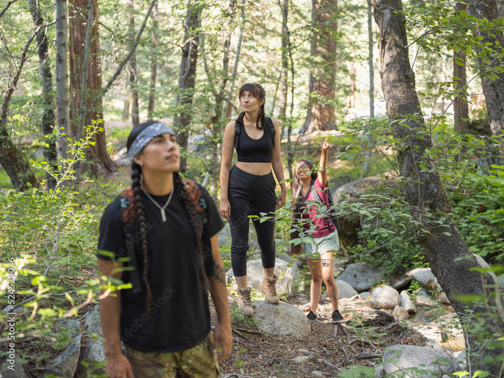Indigenous friends hiking in nature Stock Photo | Adobe Stock