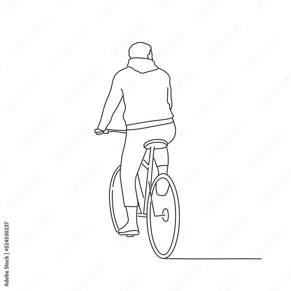Cyclist back view. A walk on the bike. Stock Vector | Adobe Stock