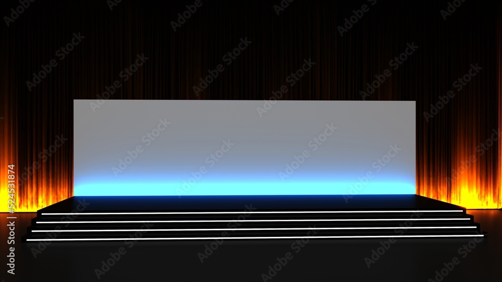 3D interior scene event led tv light night staging render. 3D Rendering ...