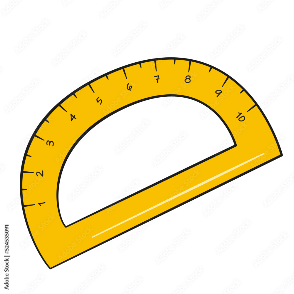 Yellow protractor. Cartoon. Vector illustration Stock Vector | Adobe Stock