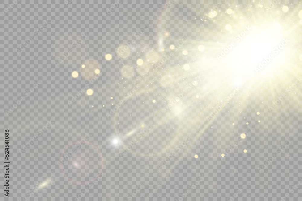 Special lens flash, light effect. The flash flashes rays and ...