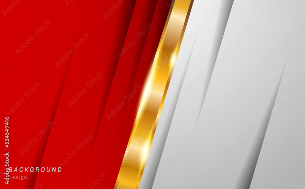 Abstract red white gold geometric shape line background futuristic ...